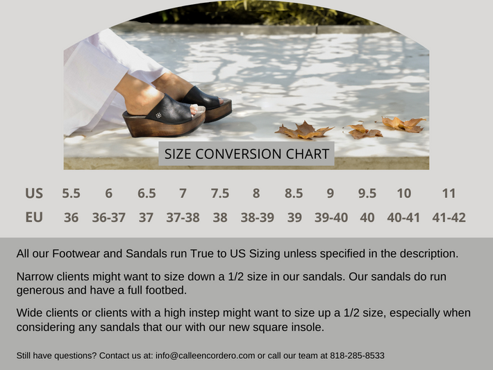 Footwear & Belt Size Charts – Calleen Cordero